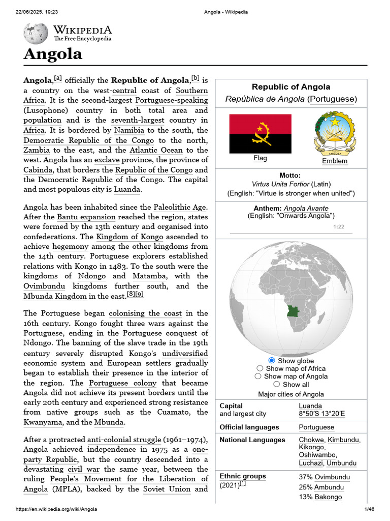 Angola - Wikipedia | PDF | Angola | Unita