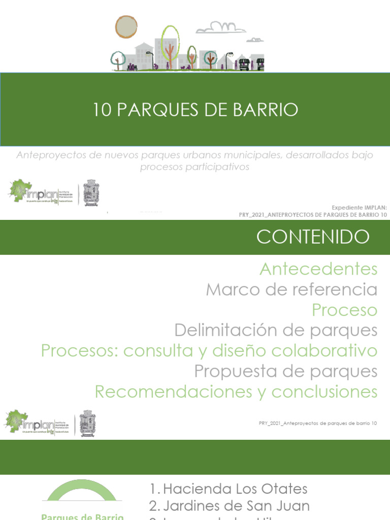 Diez Anteproyectos Parques de Barrio 2021 | PDF