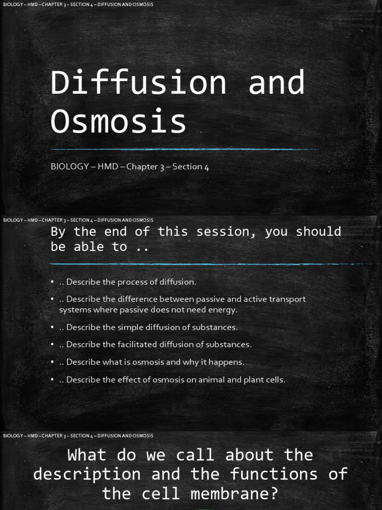 3.4 - Diffusion and Osmosis | PDF | Cell Membrane | Osmosis