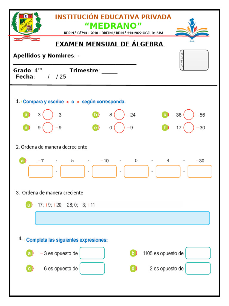 Algebra 4to | PDF
