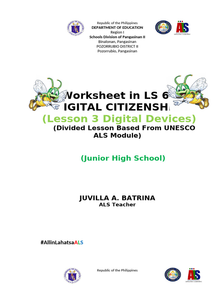 LS6 WS MYLENE PATAYAN. Ethical Use of Mobile Devices | PDF | Defamation | Cybercrime
