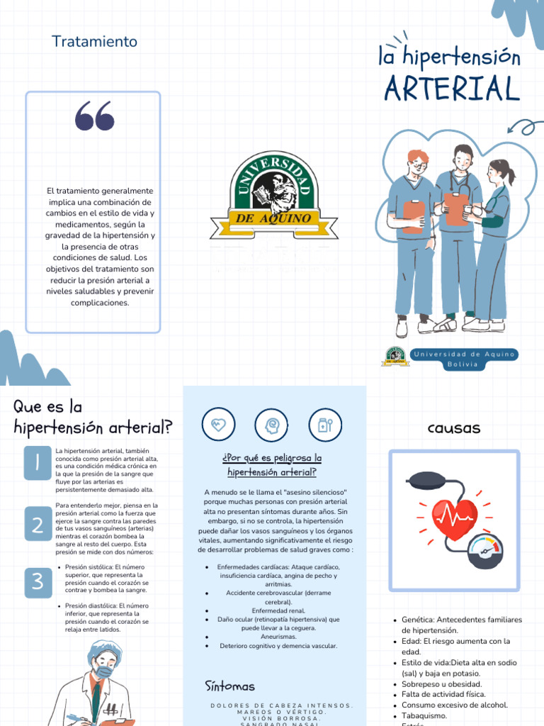 Folleto TrÃ_ptico hipertencion udabol | PDF | Hipertensión | Presión sanguínea