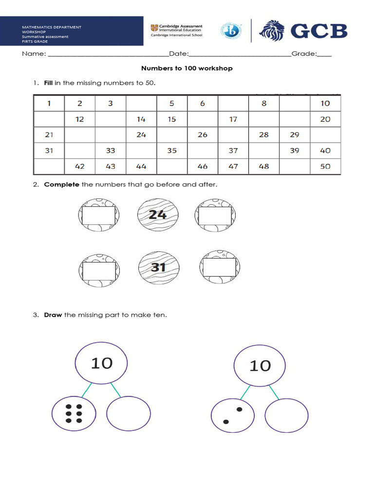 COUNTING Workshop First Grade | PDF
