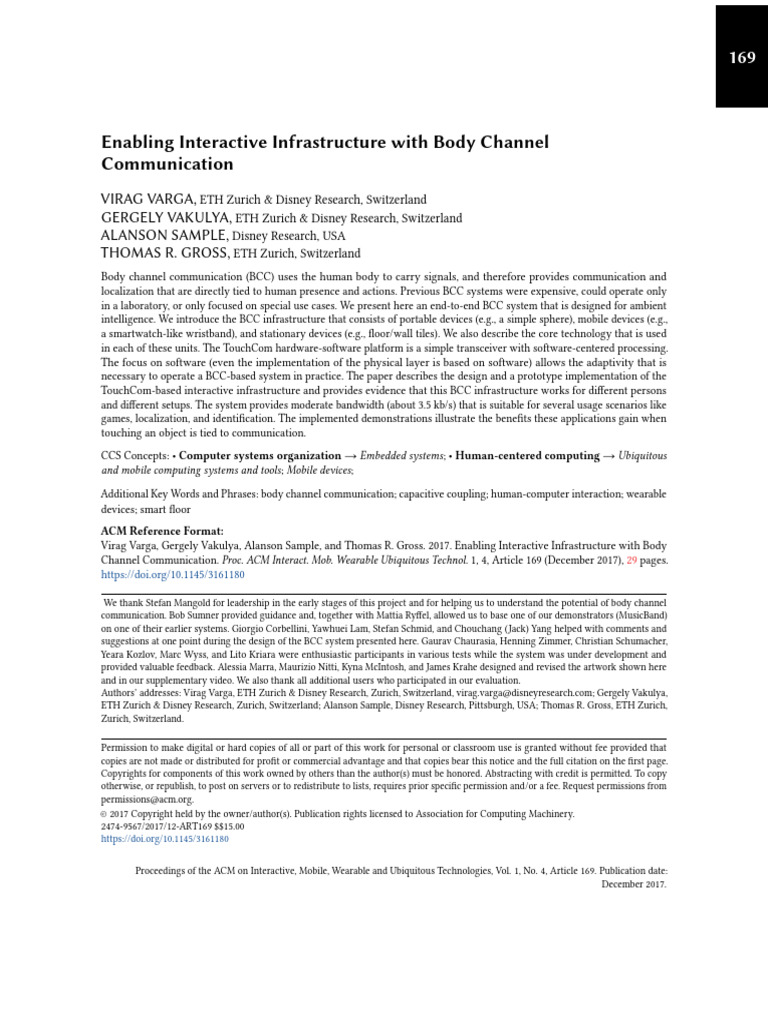 Enabling Interactive Infrastructure With Body Channel Communication | PDF | Analog To Digital ...