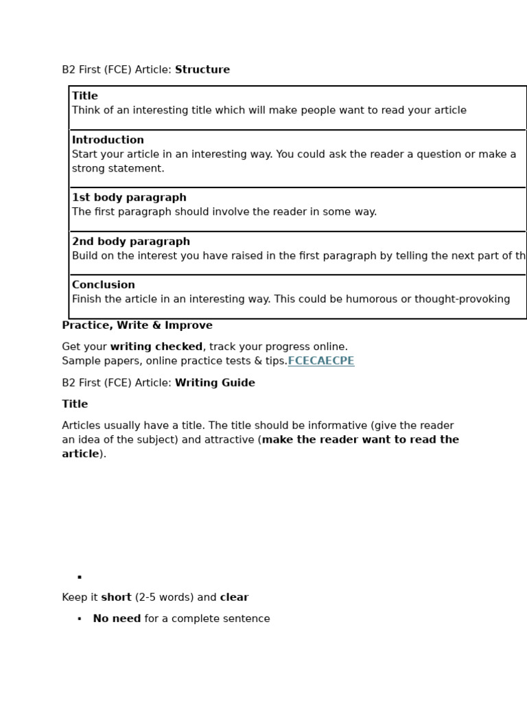 B2 First Article Writing Guide | PDF | Internet Of Things