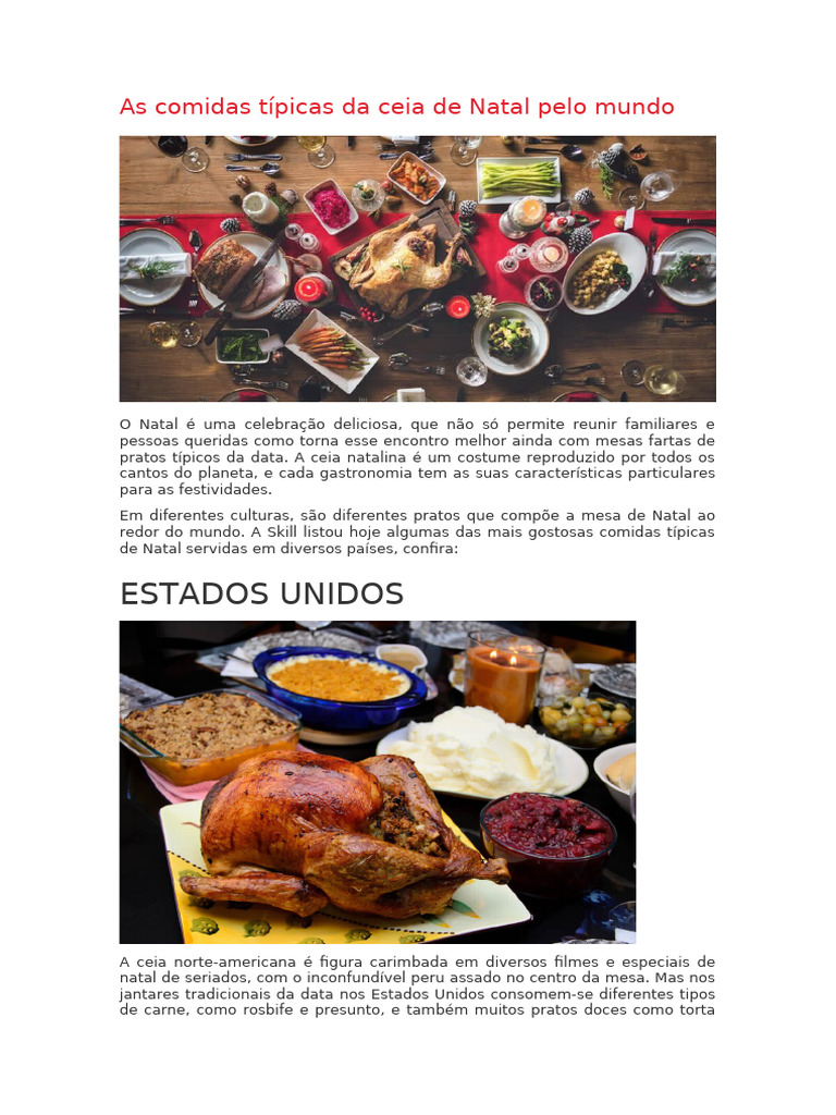Comidas Típicas da Ceia de Natal Mundial | PDF | Páscoa | Chocolate