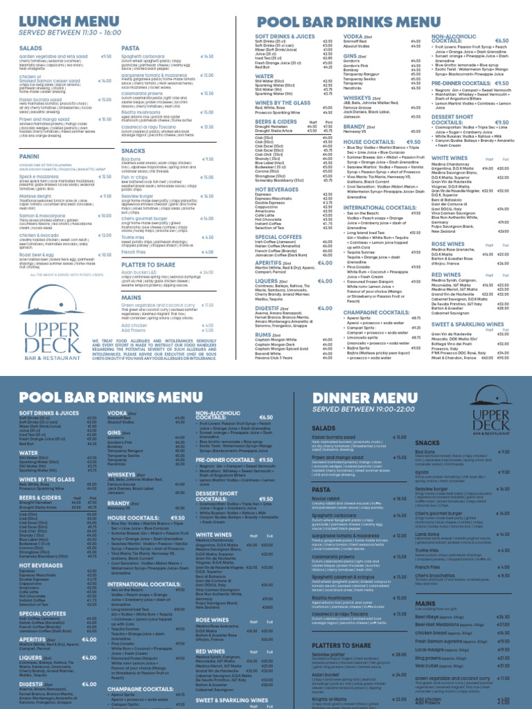 Restaurant Menu | PDF | Drink | Martini (Cocktail)