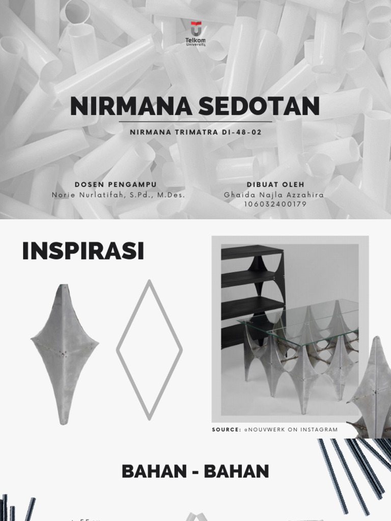 Nirmana Trimatra - PPT Nirmana Sedotan - Ghaida Najla A 106032400179 | PDF