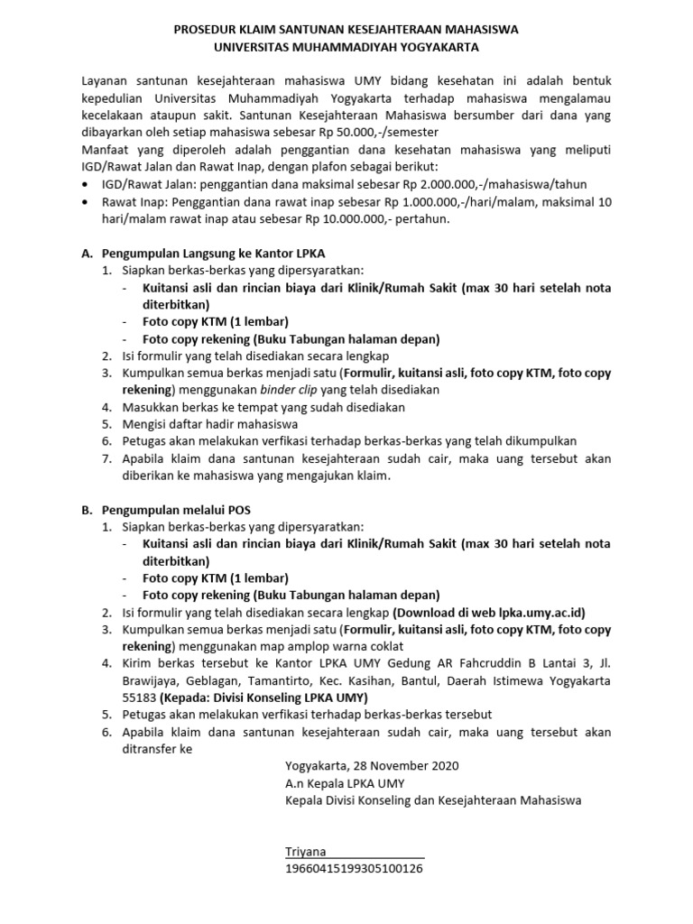 Prosedur Baru Santunan Kesejahteraan | PDF