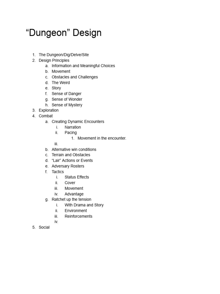 Dungeon Design Principles and Tactics | PDF