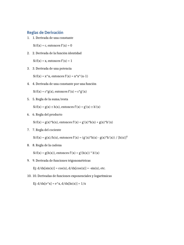 Reglas de Derivacion | PDF