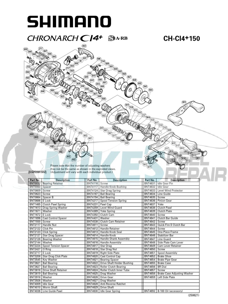 Shimano Chronarch CHCI4150 Schematic | PDF | Clutch | Axle