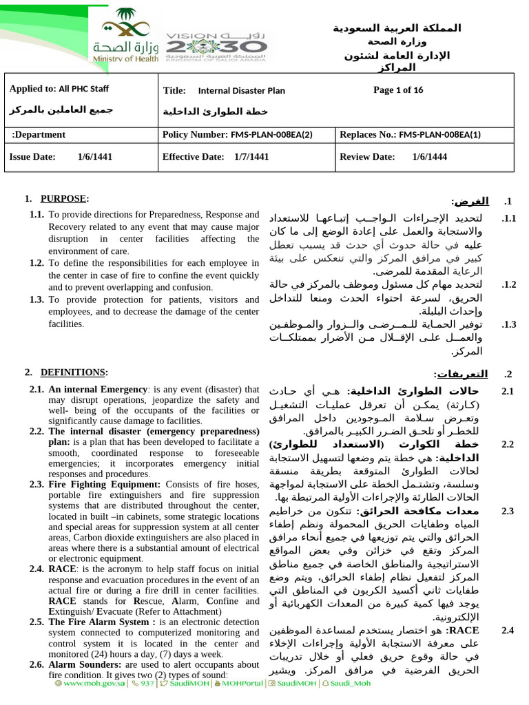 06 Internal Disaster Plan | PDF