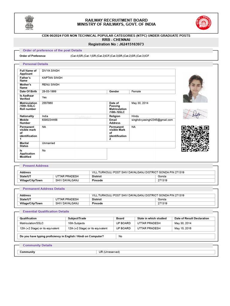 Railway Recruitment Board Ministry of Railways, Govt. of India | PDF