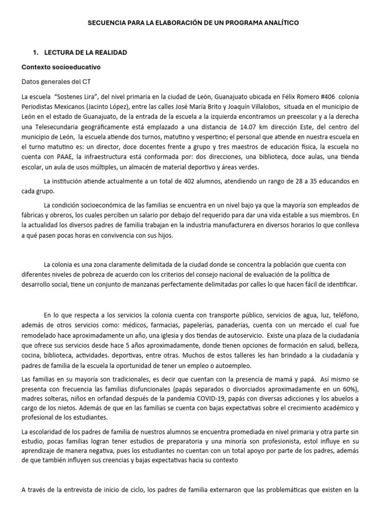 BOSQUEJO DE PROGRAMA ANALÍTICO (Fase 5) | PDF | Enseñando | Las emociones