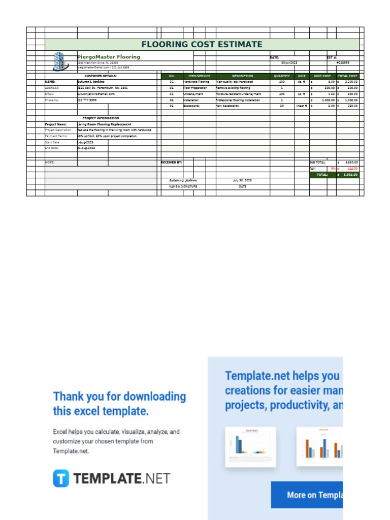 Flooring Cost Estimate Template | PDF