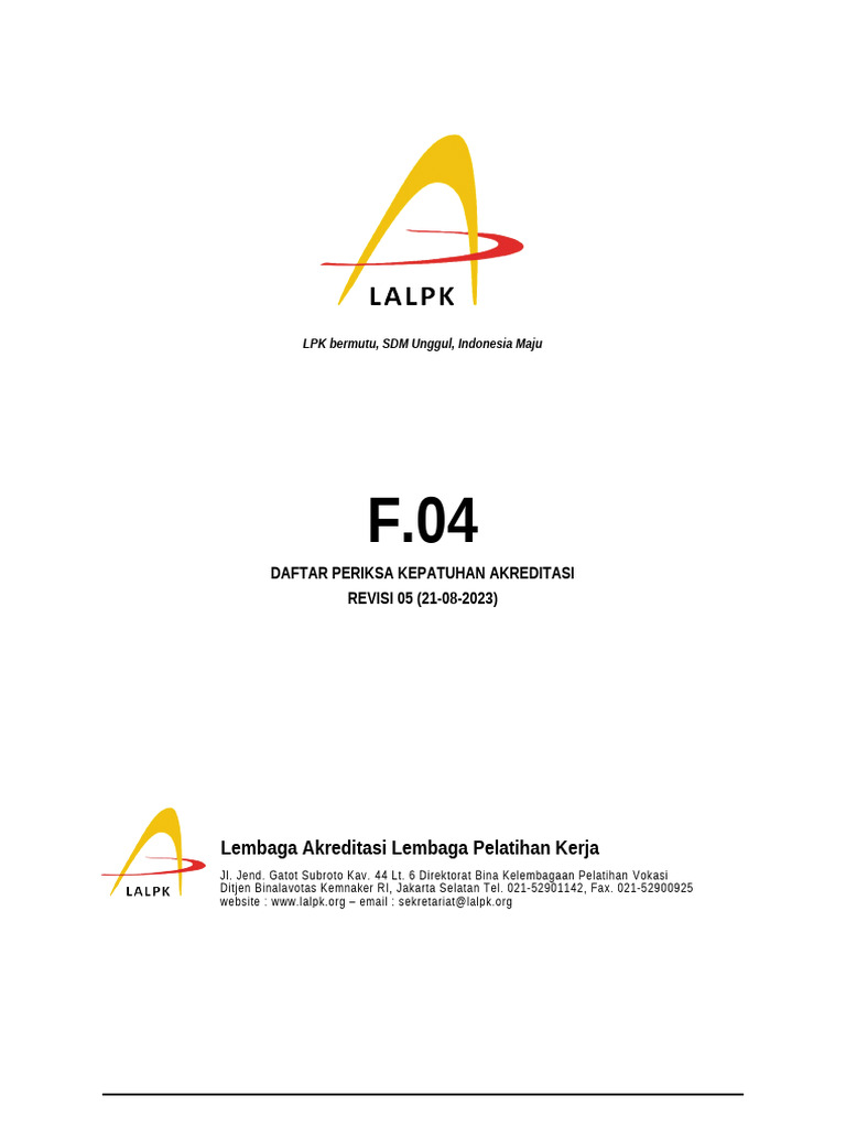Form F.04 Daftar Periksa Kepatuhan | PDF