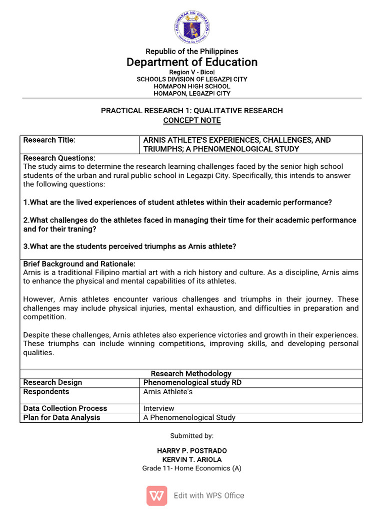 Practical Research 1 Concept Note Sample Format | PDF