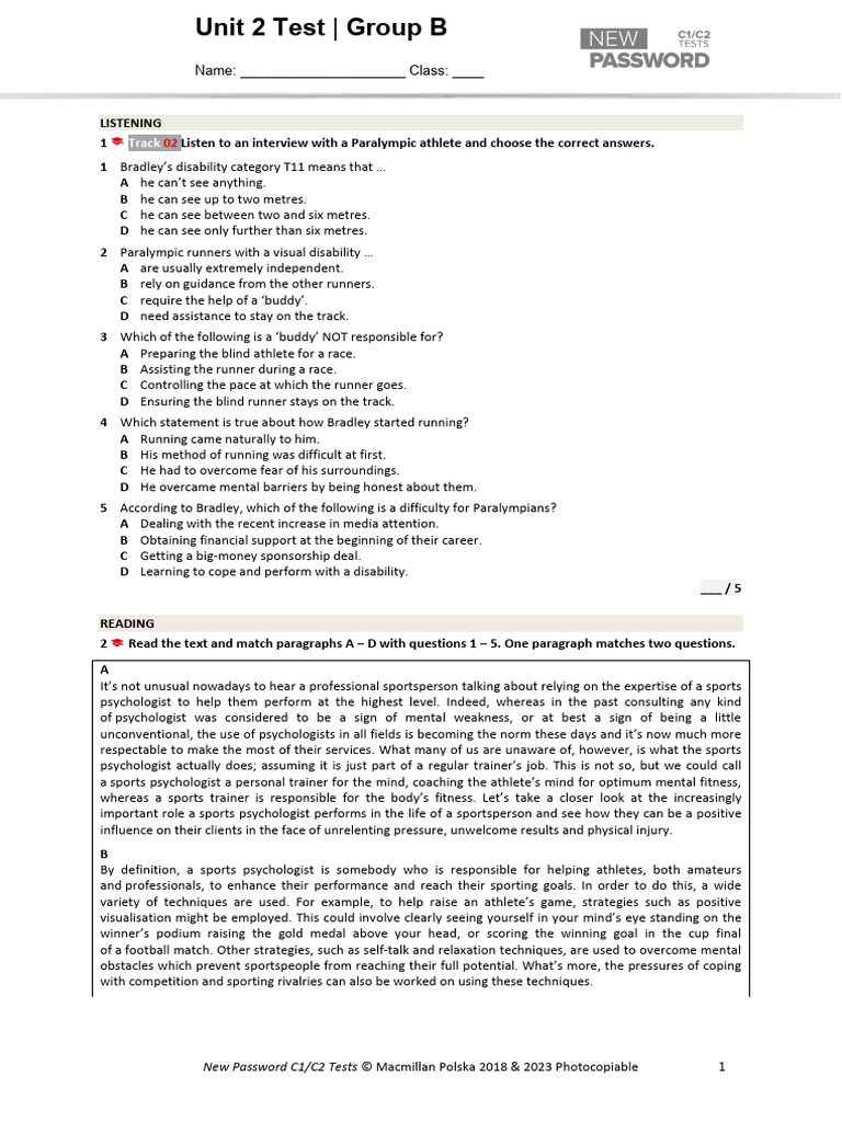 New Password C1 C2 UT 2B | PDF | Psychology