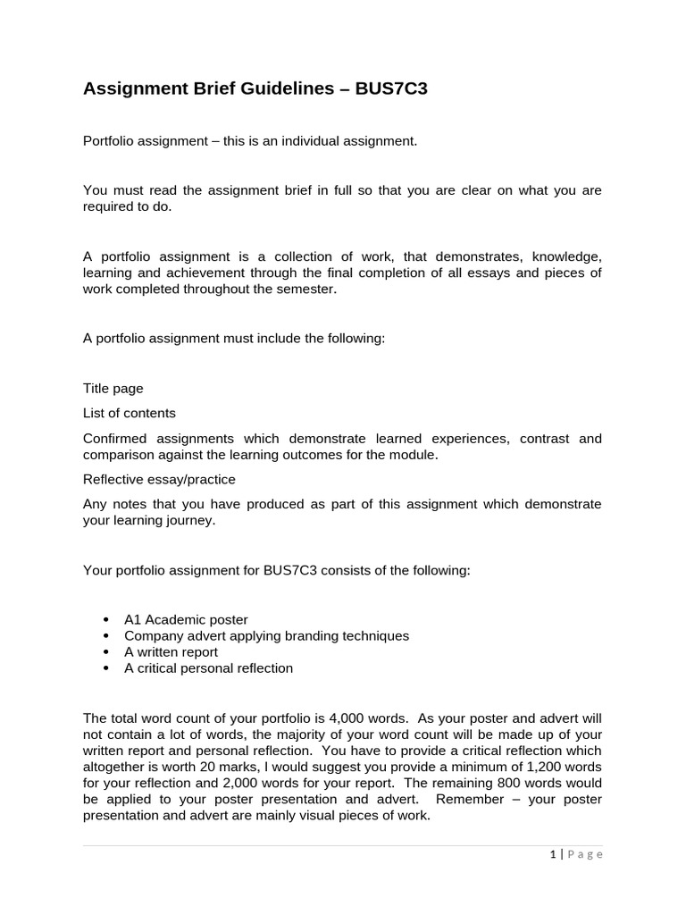 BUS7C3 - Assignment Guidelines | PDF | Brand | Critical Thinking