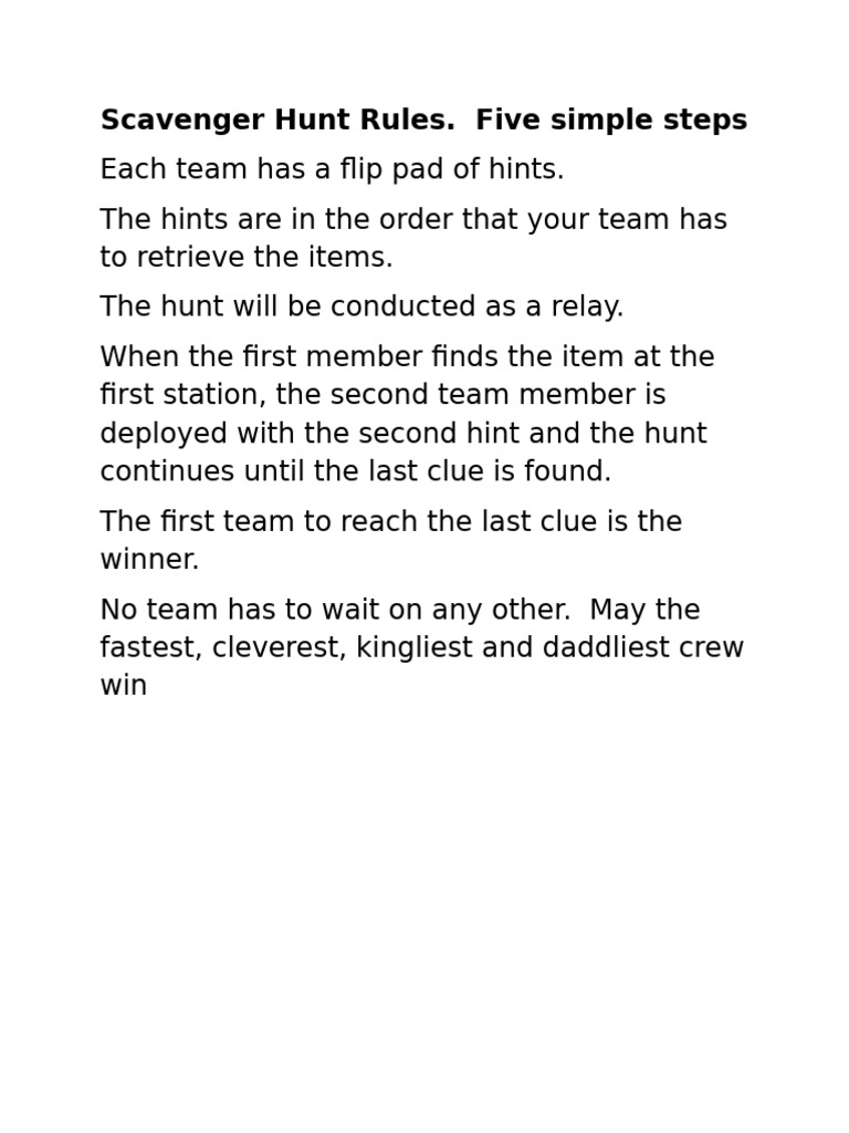 Sample Scavenger HUnt Clues | PDF