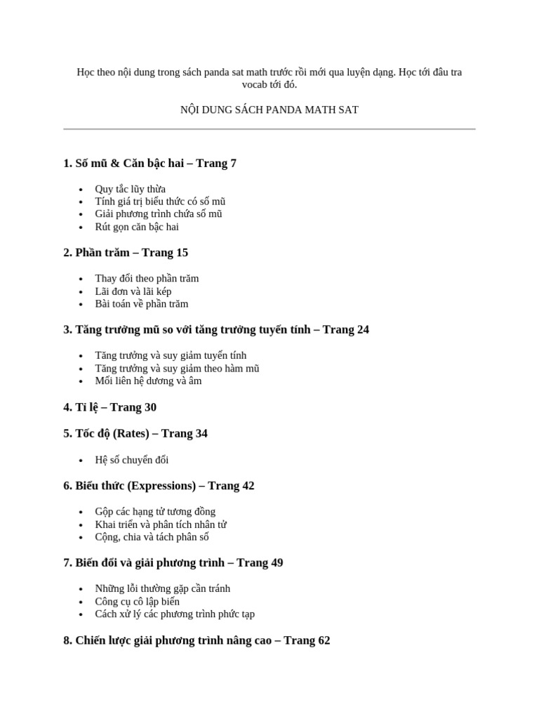 Học theo nội dung trong sách panda sat math trước rồi mới qua luyện ...
