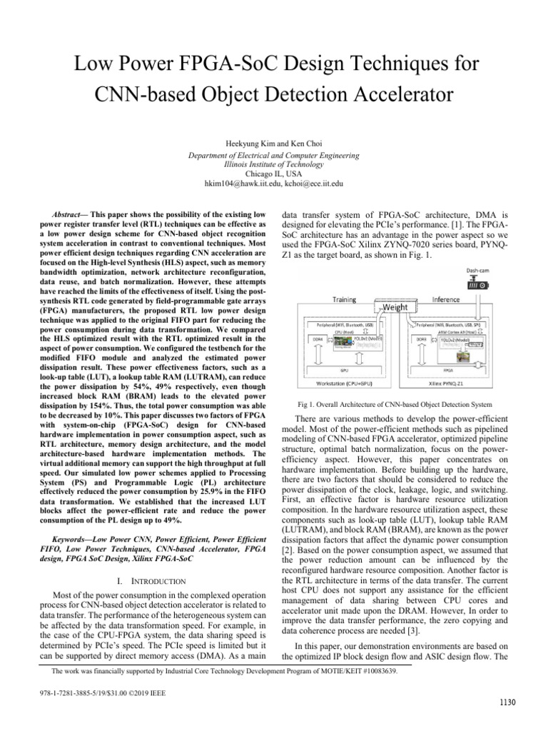 8-Low Power FPGA-SoC Design Techniques For CNN-based Object Detection Accelerator | PDF | Field ...