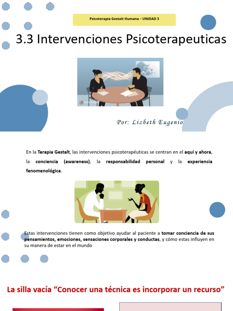 UNIDAD 3 - Tema 3 Intervenciones Terapeuticas | PDF | Terapia Gestalt ...
