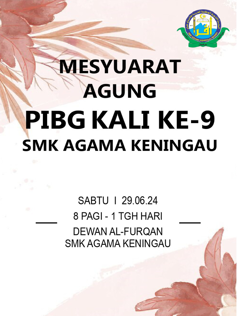 Buku Program Mesyuarat Agung Pibg Smkaken 2024 | PDF