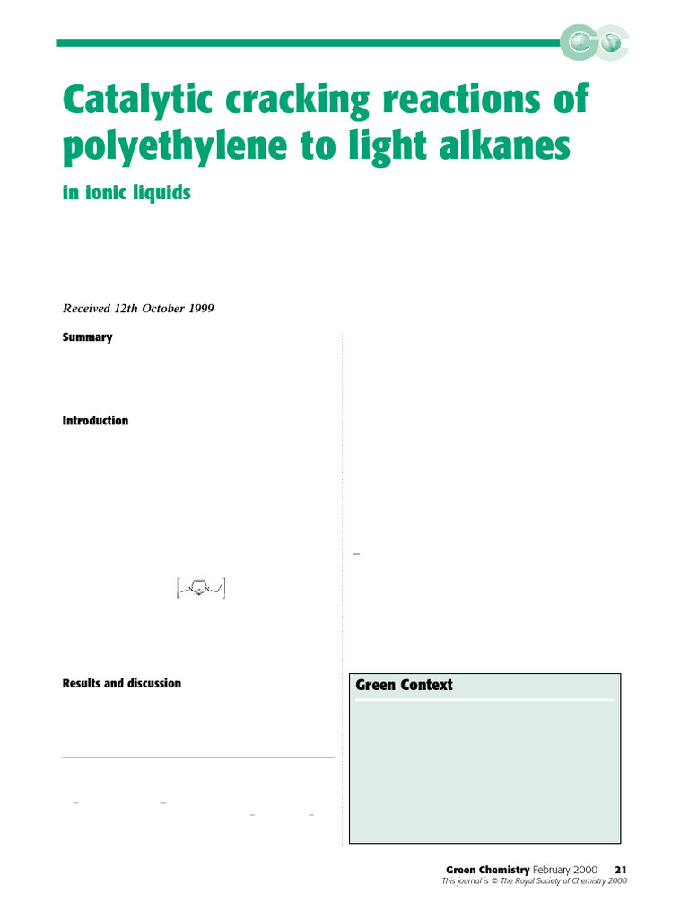 Catalytic Cracking Reactions of | PDF | Alkane | Cracking (Chemistry)