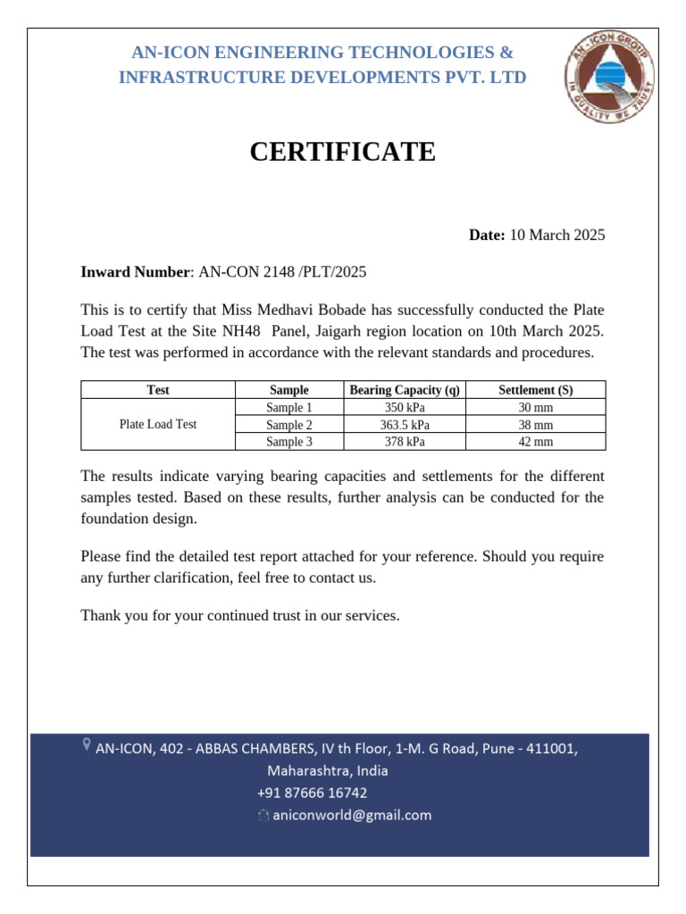 Plate Load Test Data Report[1][1] | PDF