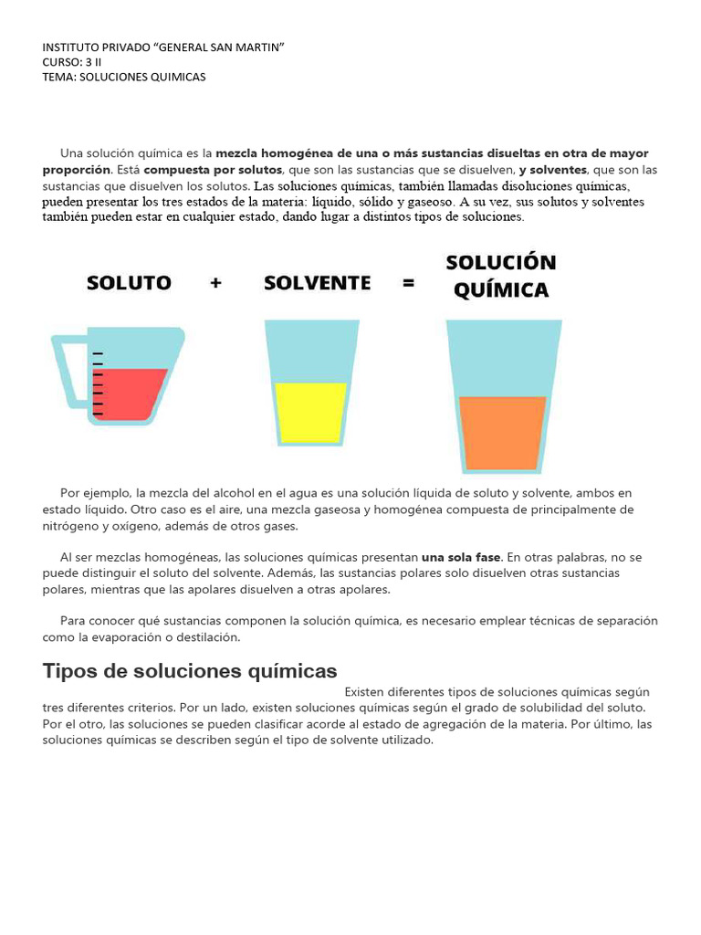 3 Ii-Soluciones - Tercer Año-2025 | PDF | Mezcla | Solubilidad