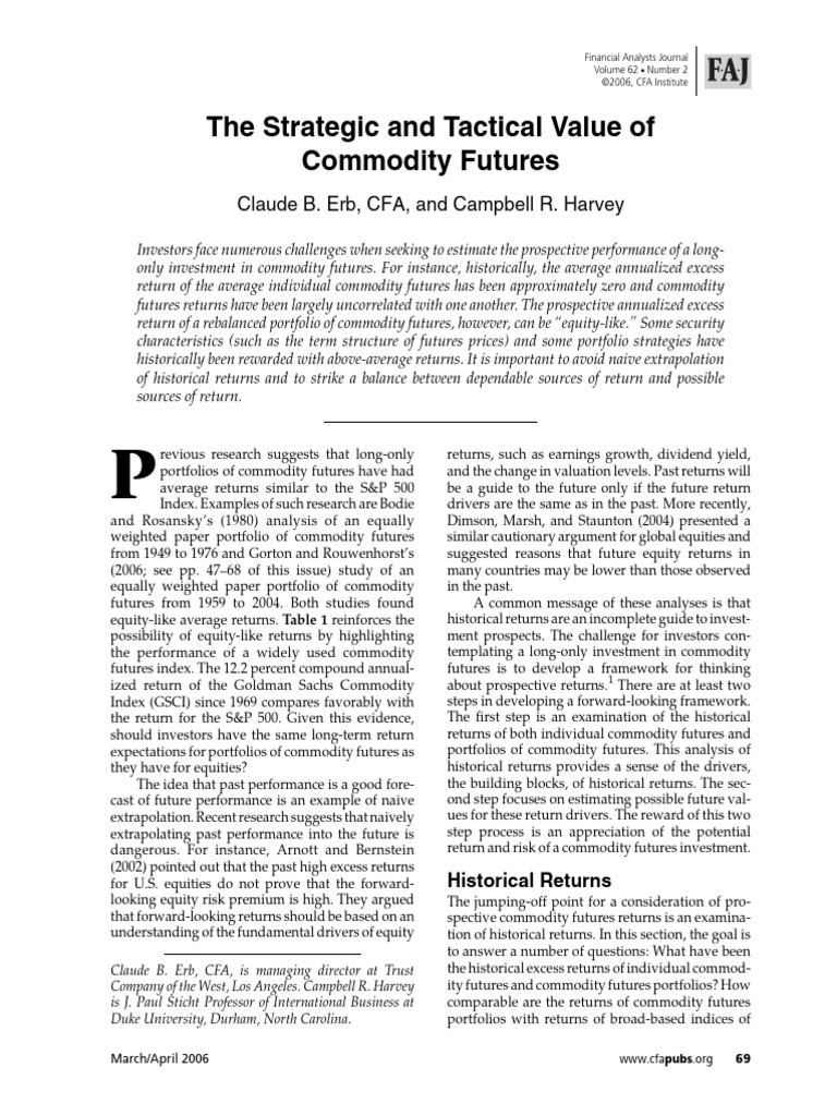 Strategic and Tactical Value of Commodity Futures | PDF | Futures ...