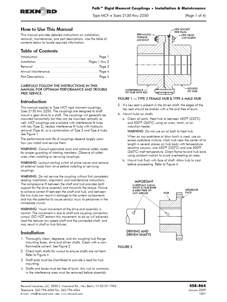 Falk MCF Couplings Installation Guide | PDF | Screw | Mechanical ...