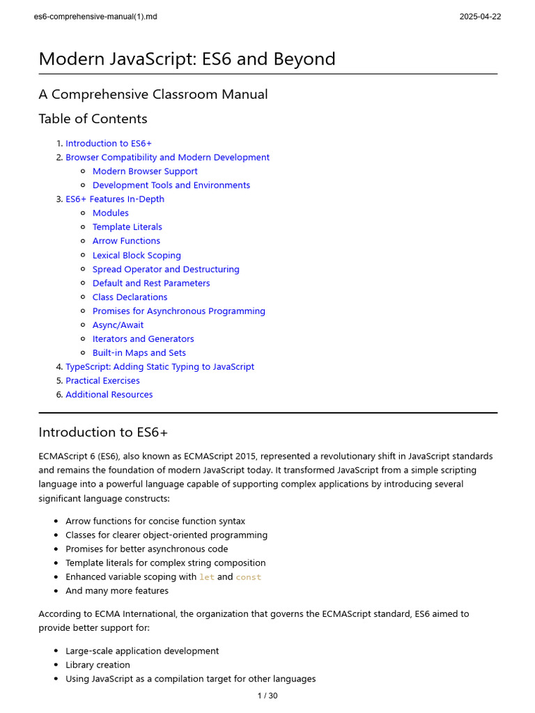 Es6 Comprehensive Manual | PDF | Java Script | Anonymous Function