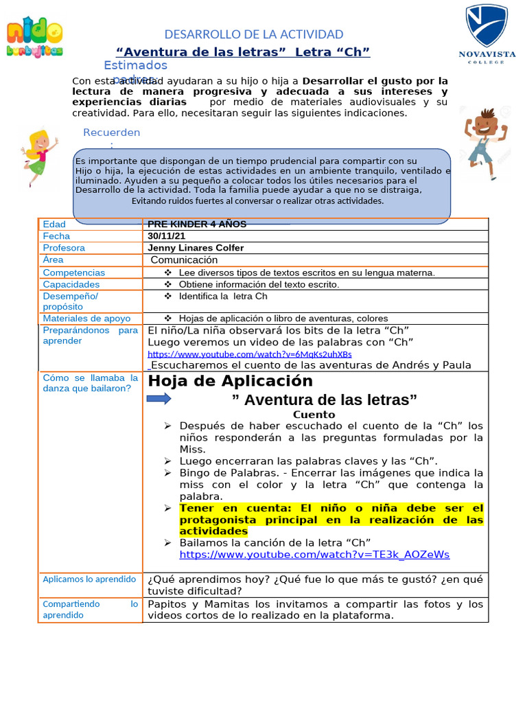 Actividad Aventura de Las Letras 2021 CH Cuento | PDF | Cognición ...