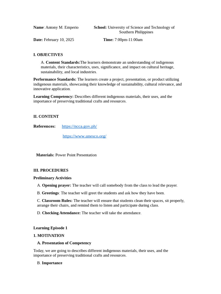 Indigenous Materials in Food and Crafts | PDF | Textiles | Teachers