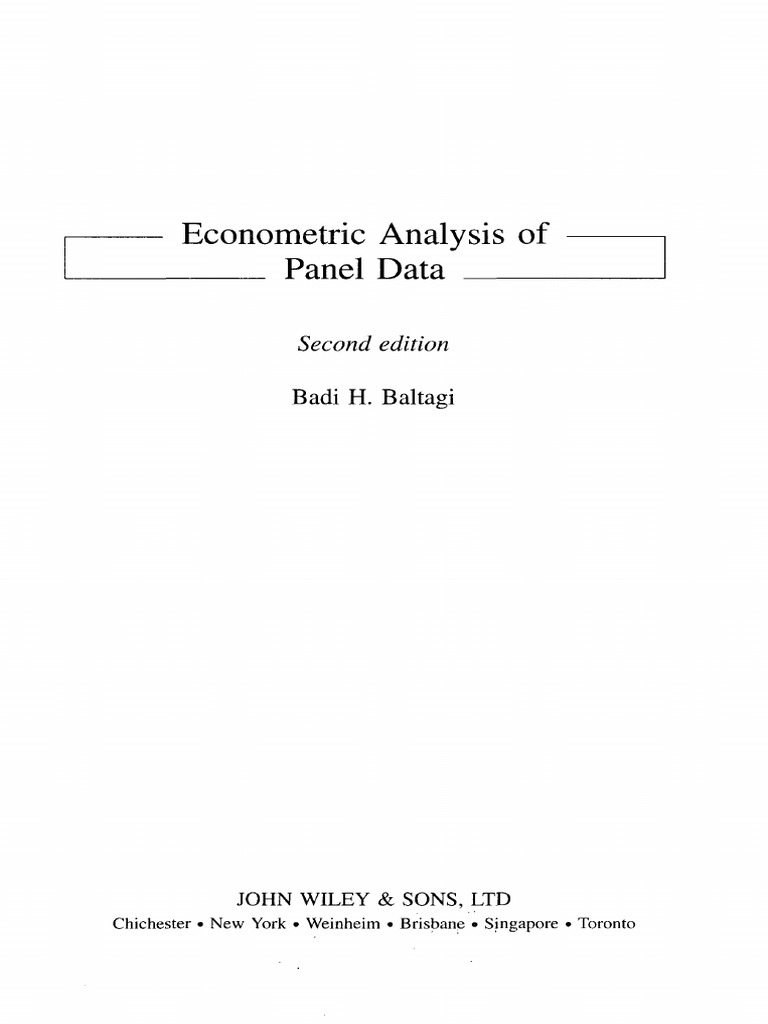 Econometric Analysis of Panel Data 46ld72a5p1 | PDF | Fixed Effects Model | Econometrics
