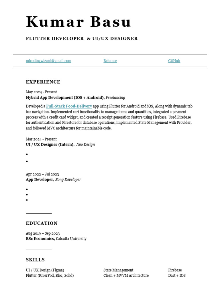Flutter Resume | PDF