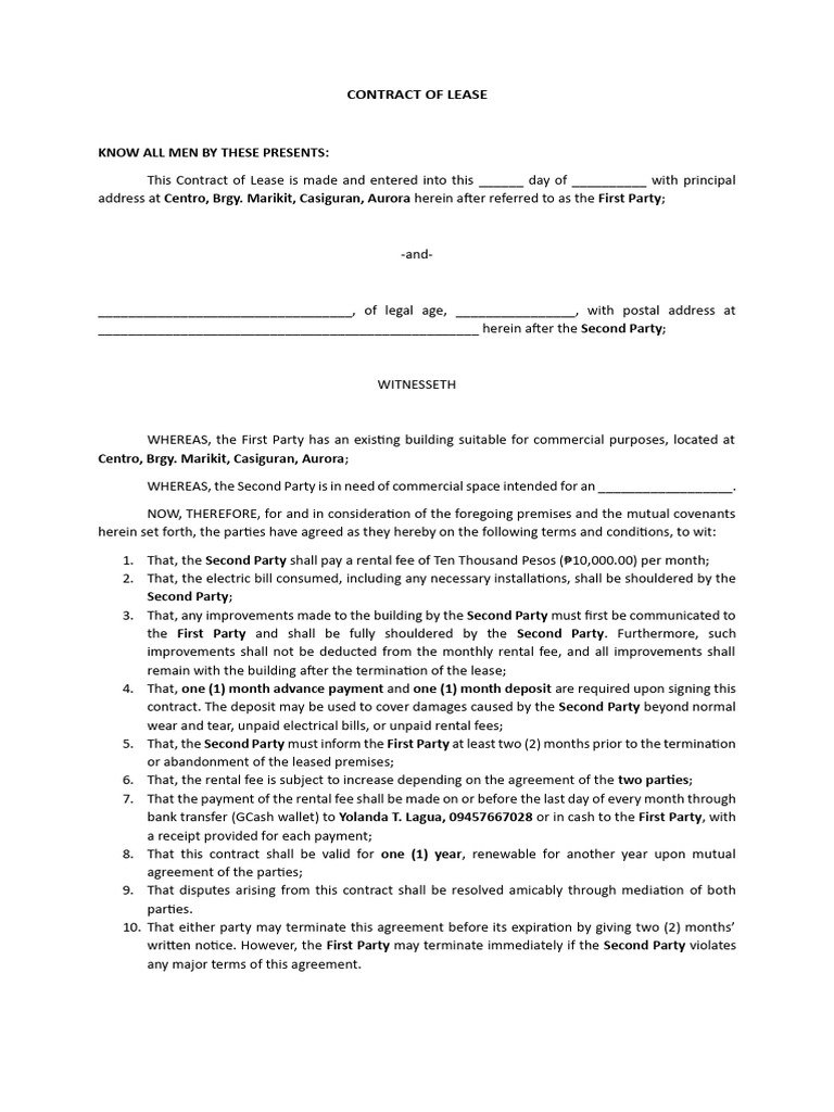 Commercial Lease Agreement Template | PDF | Lease | Common Law