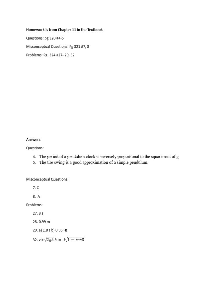 Practice Problems 8.1 Pendulum | PDF