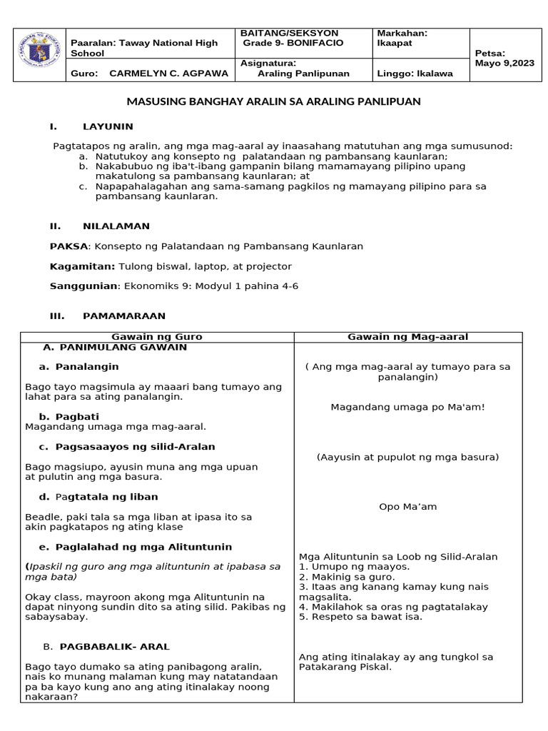 Agpawa-Lesson Plan | PDF