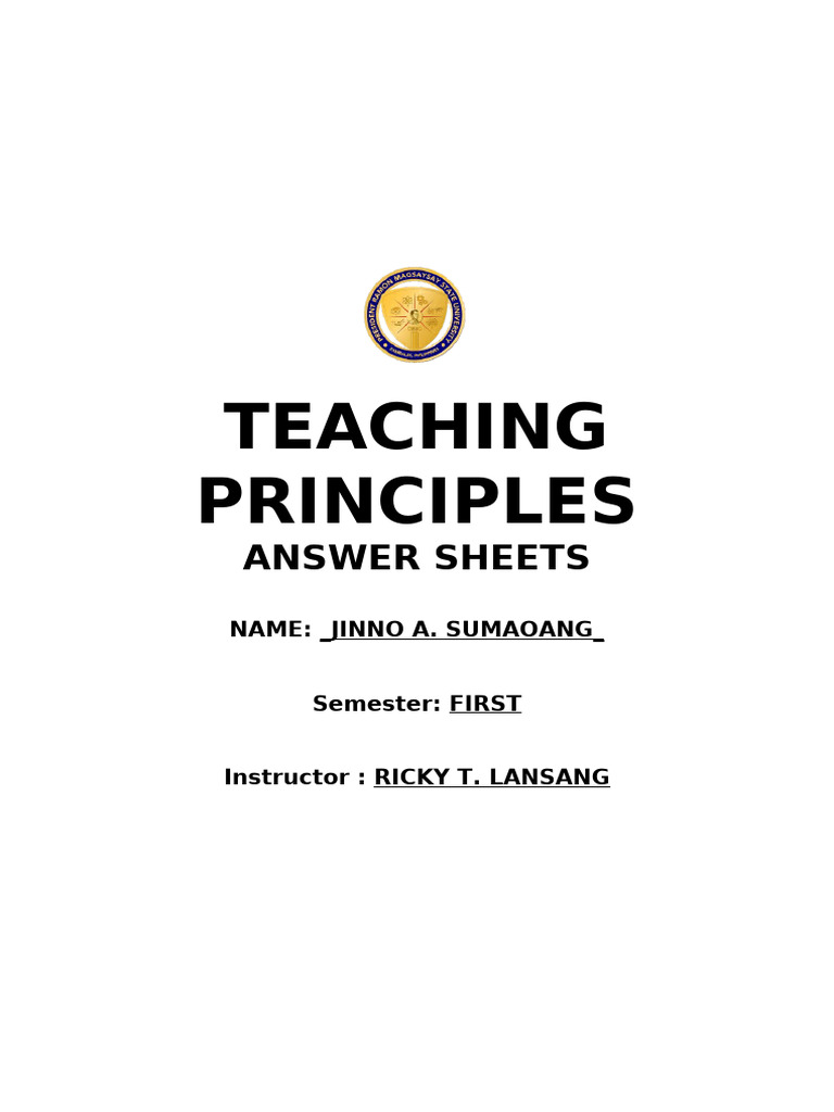 Answer Sheet Template (Jinno A. Sumaoang) | PDF