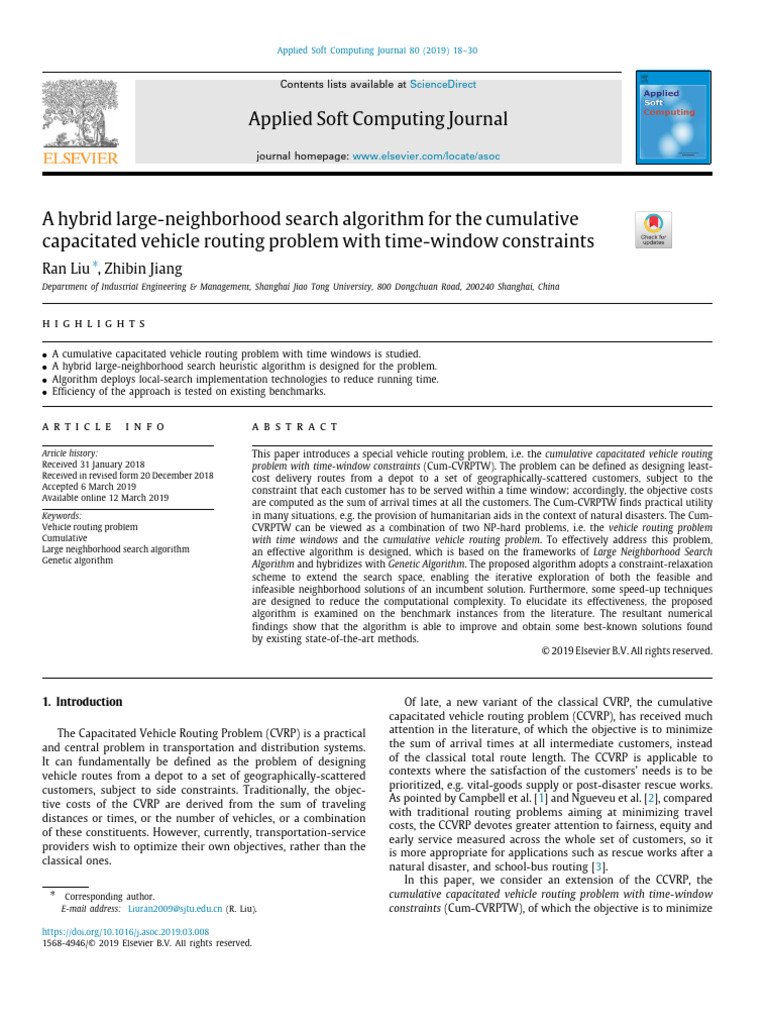 A Hybrid Large-Neighborhood Search Algorithm For The Cumulative Capacitated Vehicle Routing ...