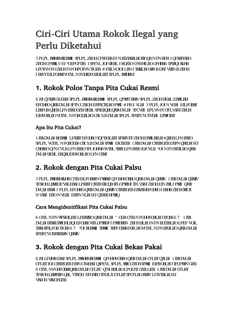 Ciri-Ciri Utama Rokok Ilegal Yang Perlu Diketahui | PDF