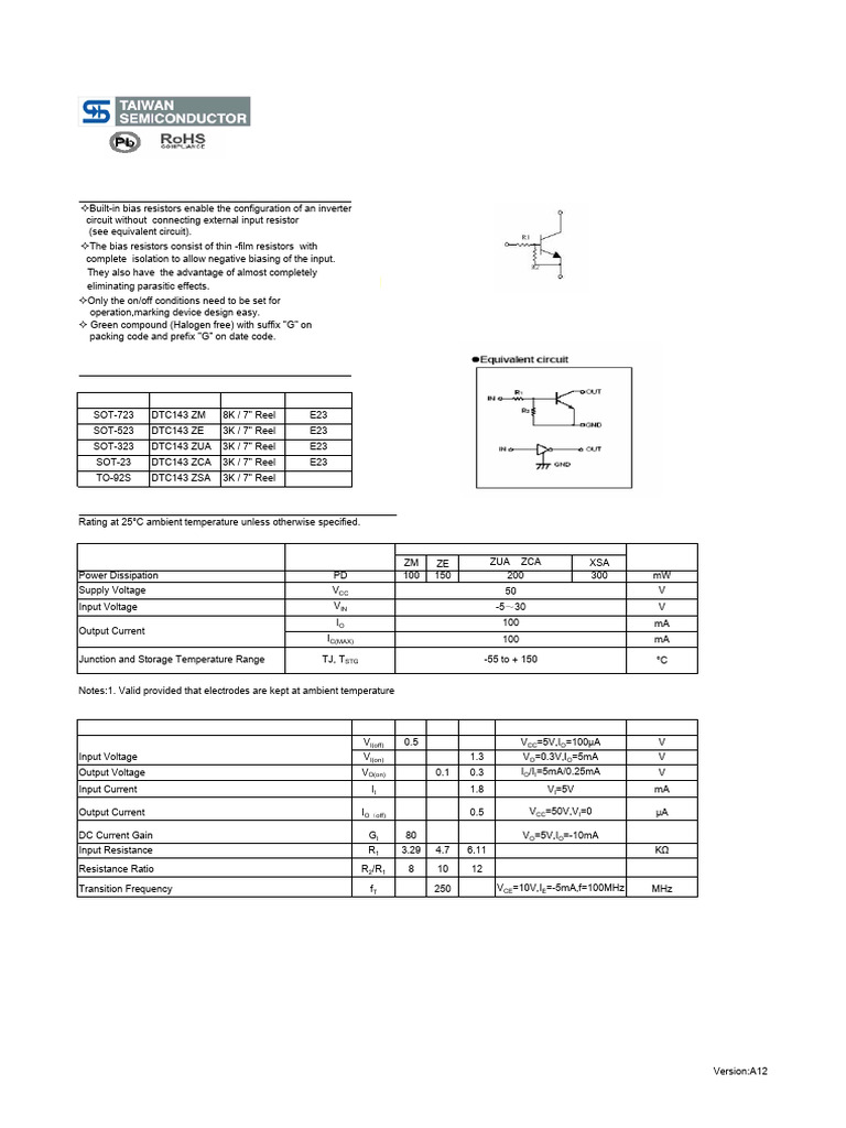 Datasheet - HK Dtc143-Zca 7487574 | PDF | Resistor | Bipolar Junction ...