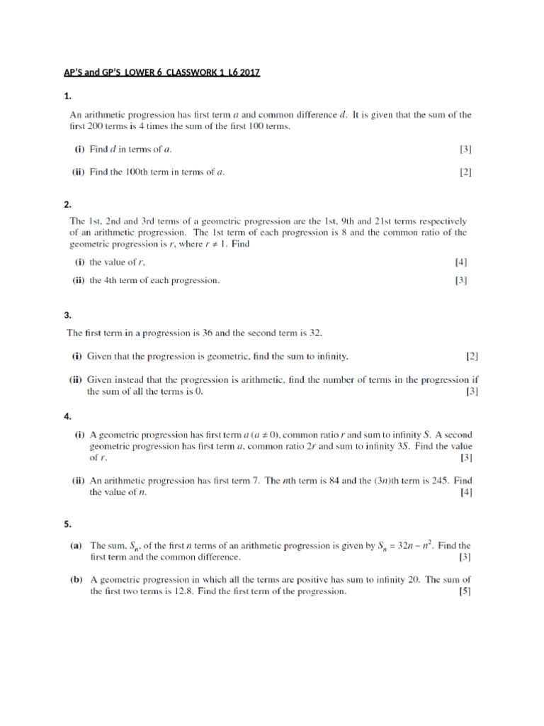 Ap's and GP'S Classwork 1 L6 2016 | PDF