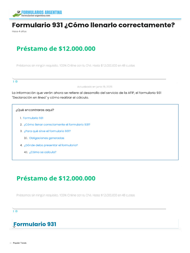 Formulario 931 2 | PDF