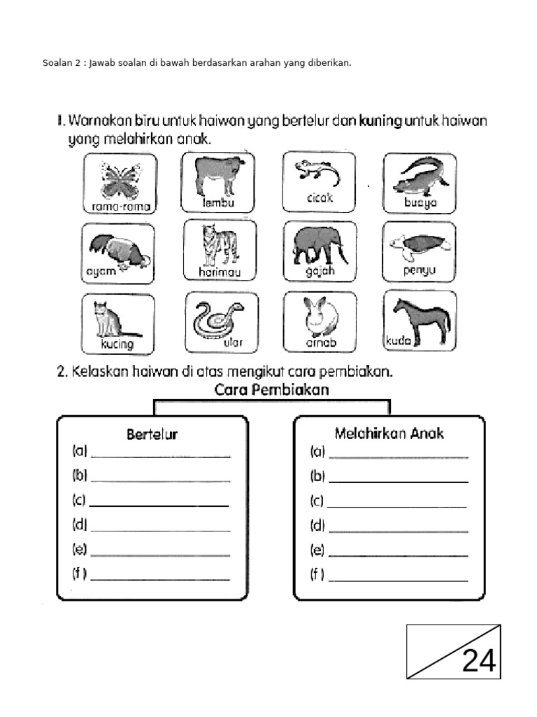 Soalan 2 Binatang Bertelur Dan Beranak | PDF
