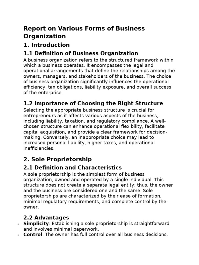 Report On Various Forms of Business Organization | PDF | Limited Liability Company | Partnership